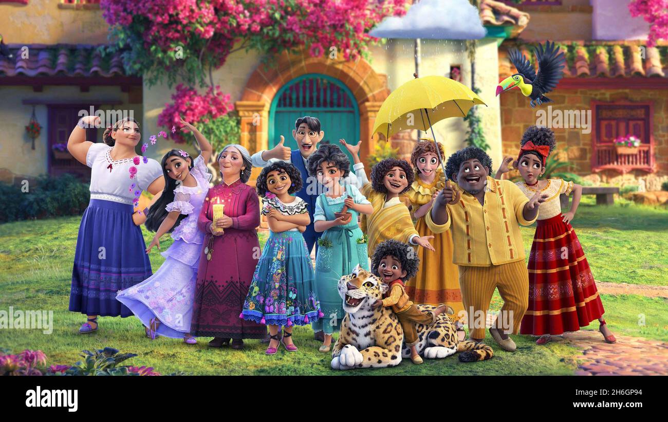 ENCANTO, from left: Luisa Madrigal (voice: Jessica Darrow), Isabela ...