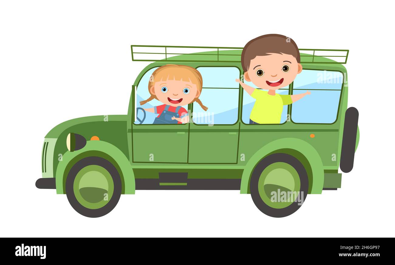 Tourist off-road car. Kids rides a green automobile. Toy vehicle ...
