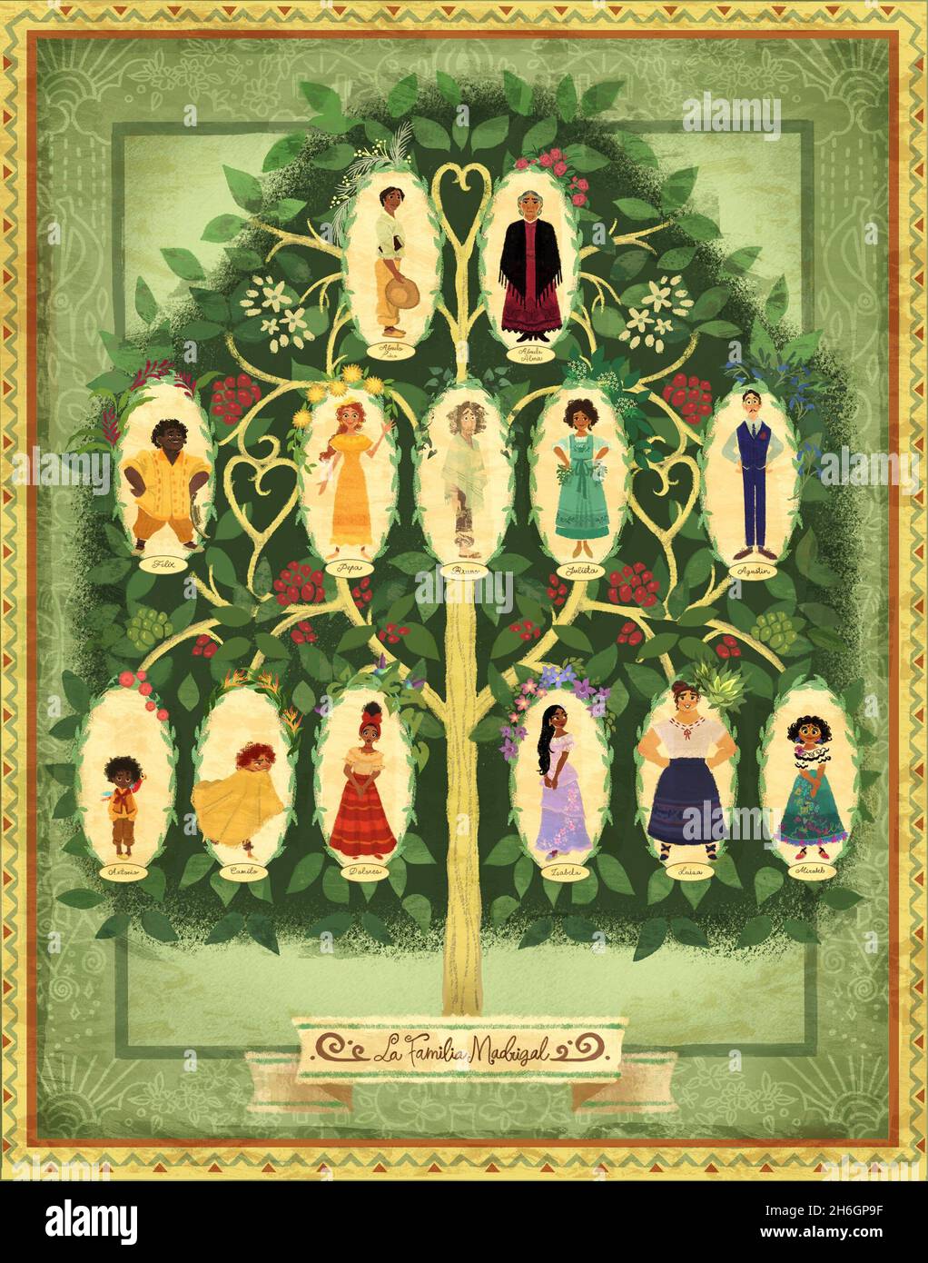 ENCANTO, top from left: Abuelo Pedro, Abuela Alma (voice: Maria Cecilia ...