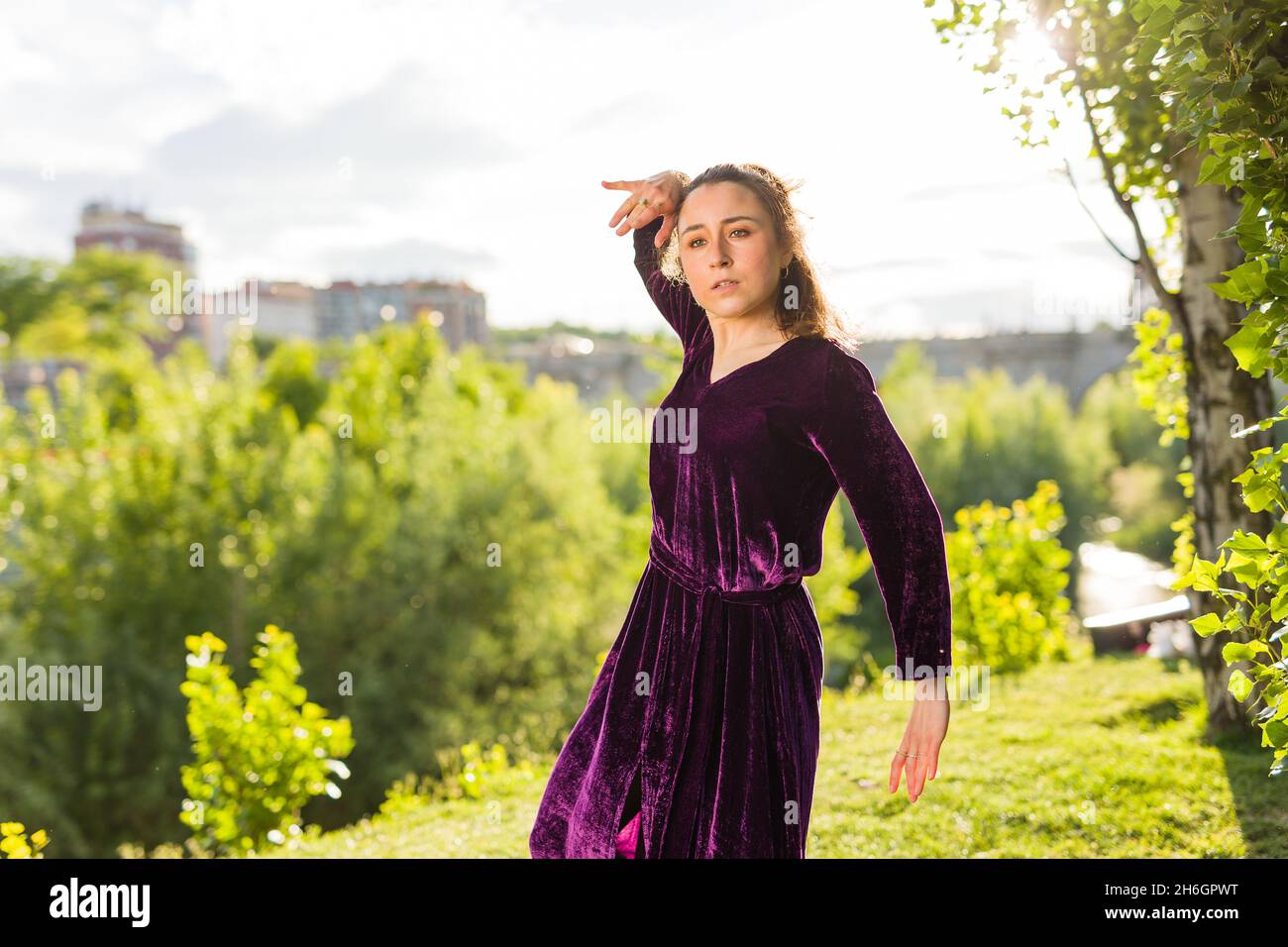 a hispanic ballerina beautiful dancer enjoy rhythm in motion with happy ...