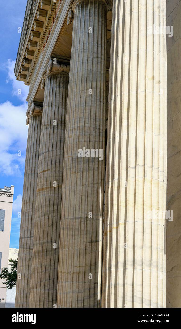 Massive Columns on Stone Building Stock Photo - Alamy