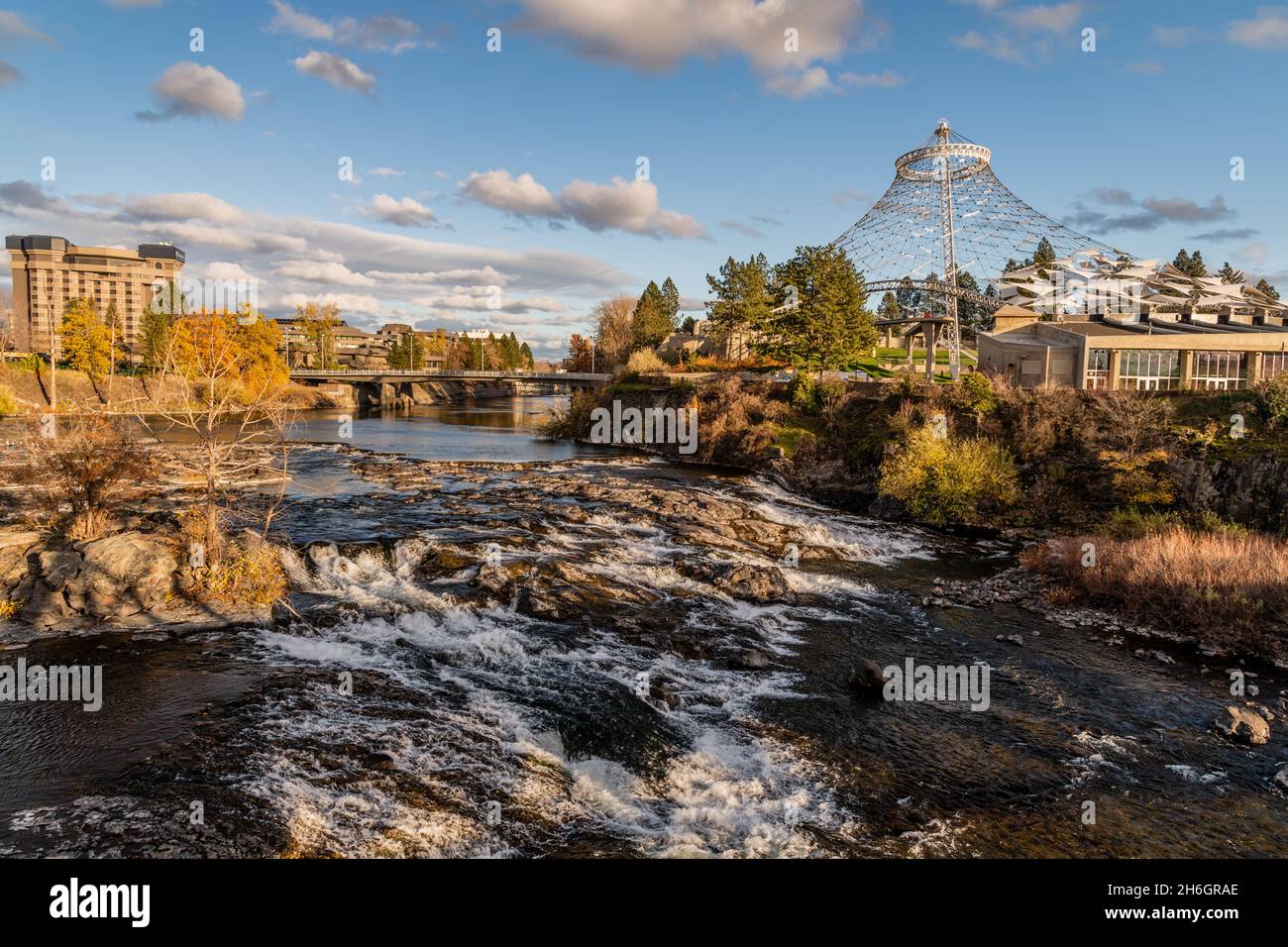 Spokane River Flowing Through Riverfront Park in Downtown Spokane ...
