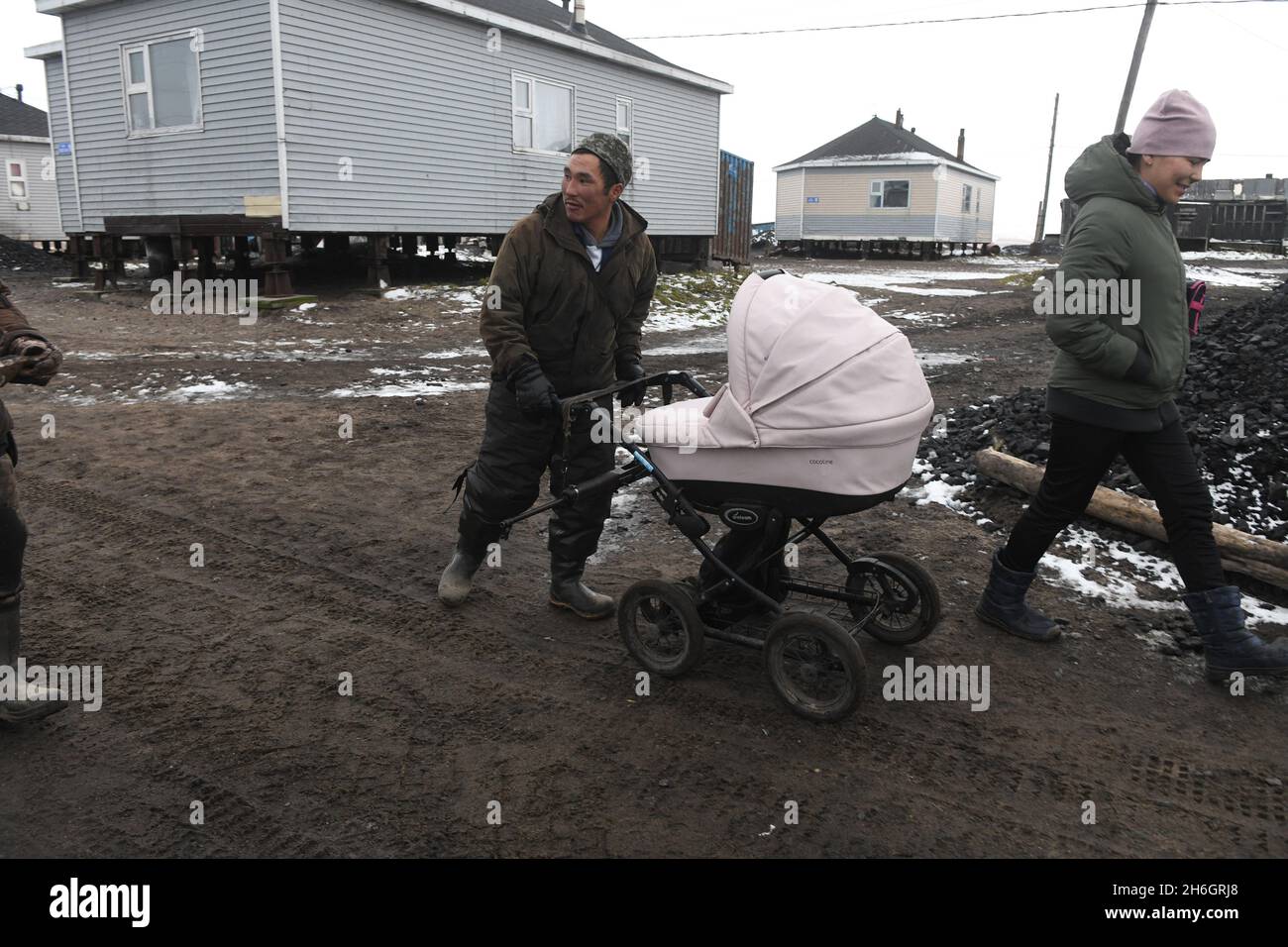 Russia, Chukotka Autonomous Okrug. Walrus hunting. Indigenous people of ...