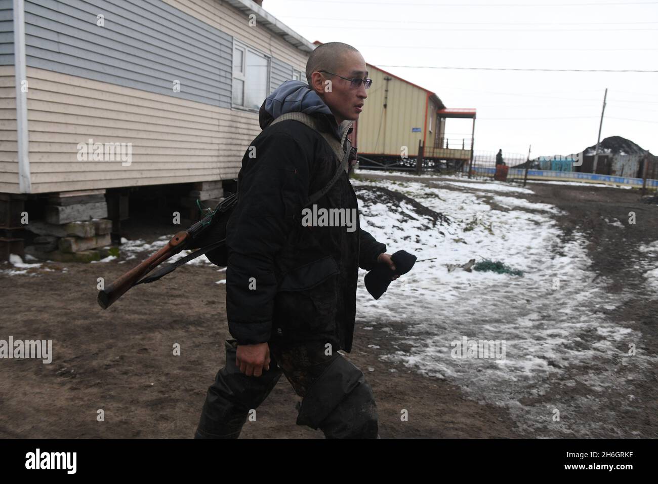 Russia, Chukotka Autonomous Okrug. Walrus hunting. Indigenous people of ...