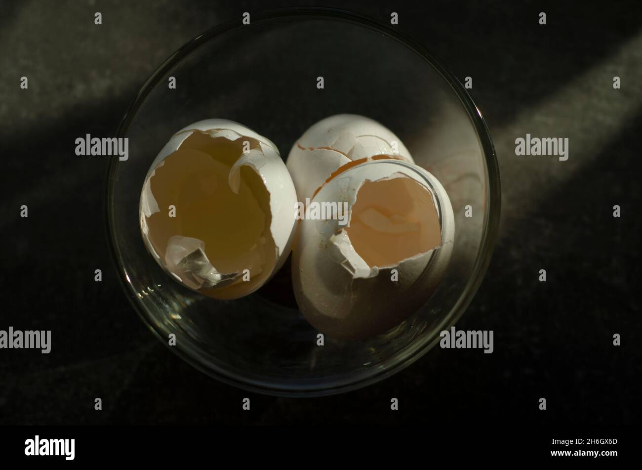 shells of chicken eggs in a transparent bowl Stock Photo - Alamy