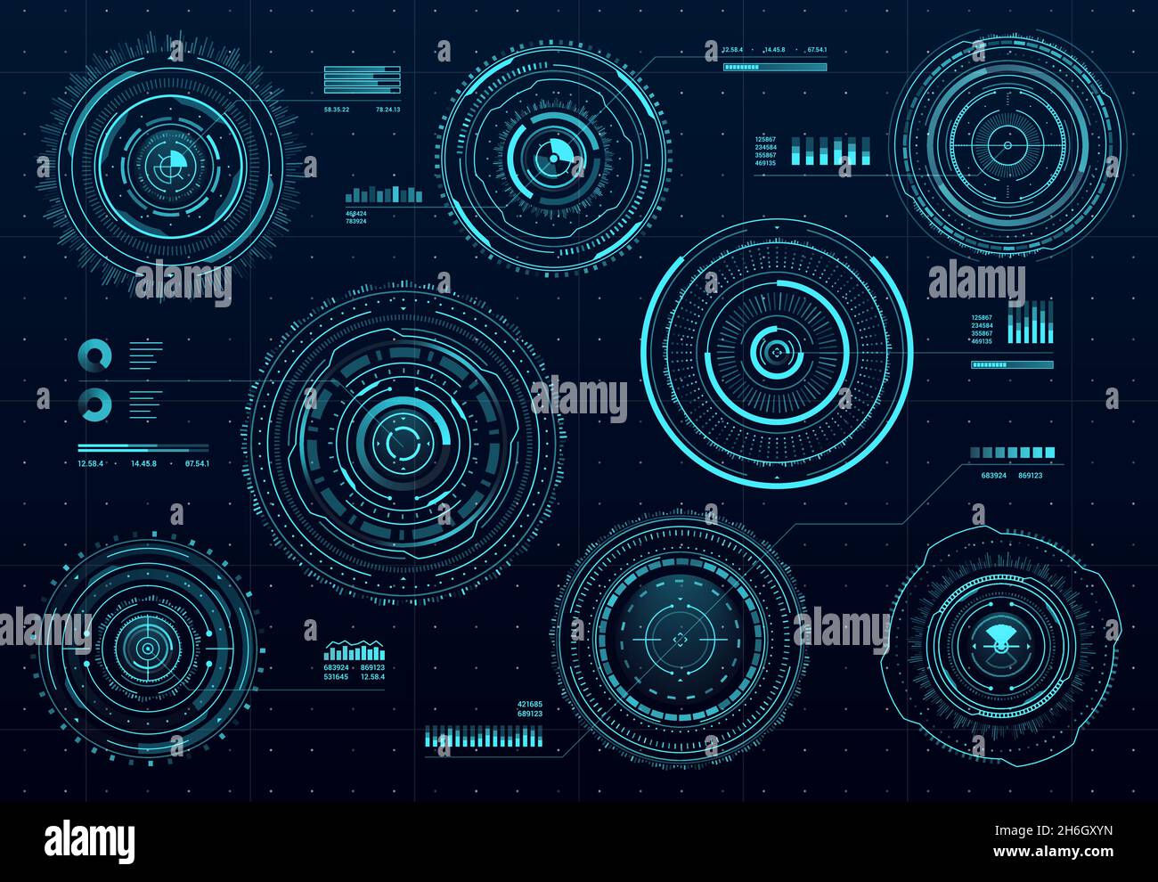 Circle futuristic HUD digital ui interface, data screen dashboard ...