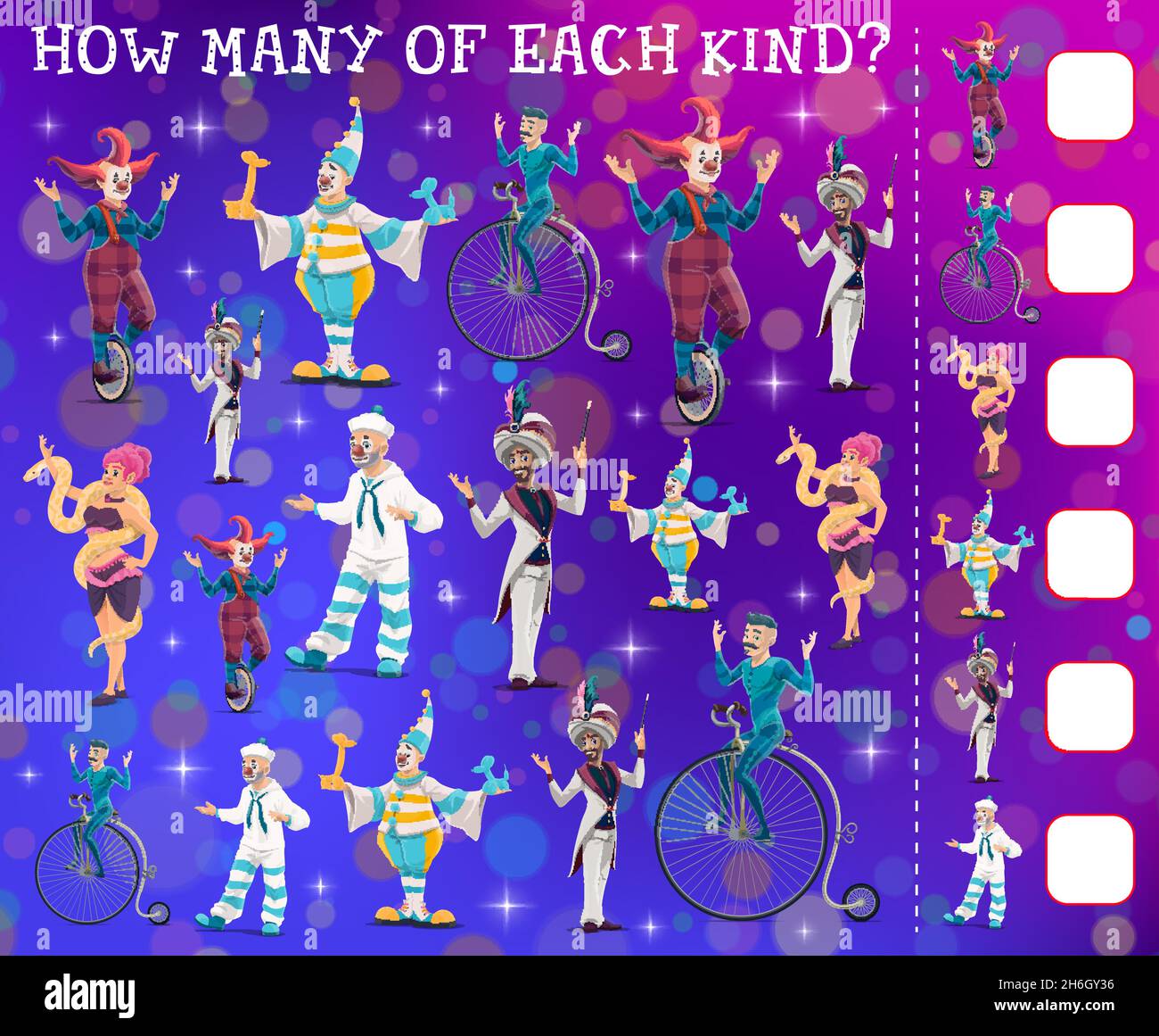 I spy game shapito circus characters, kids education activity. Find and ...