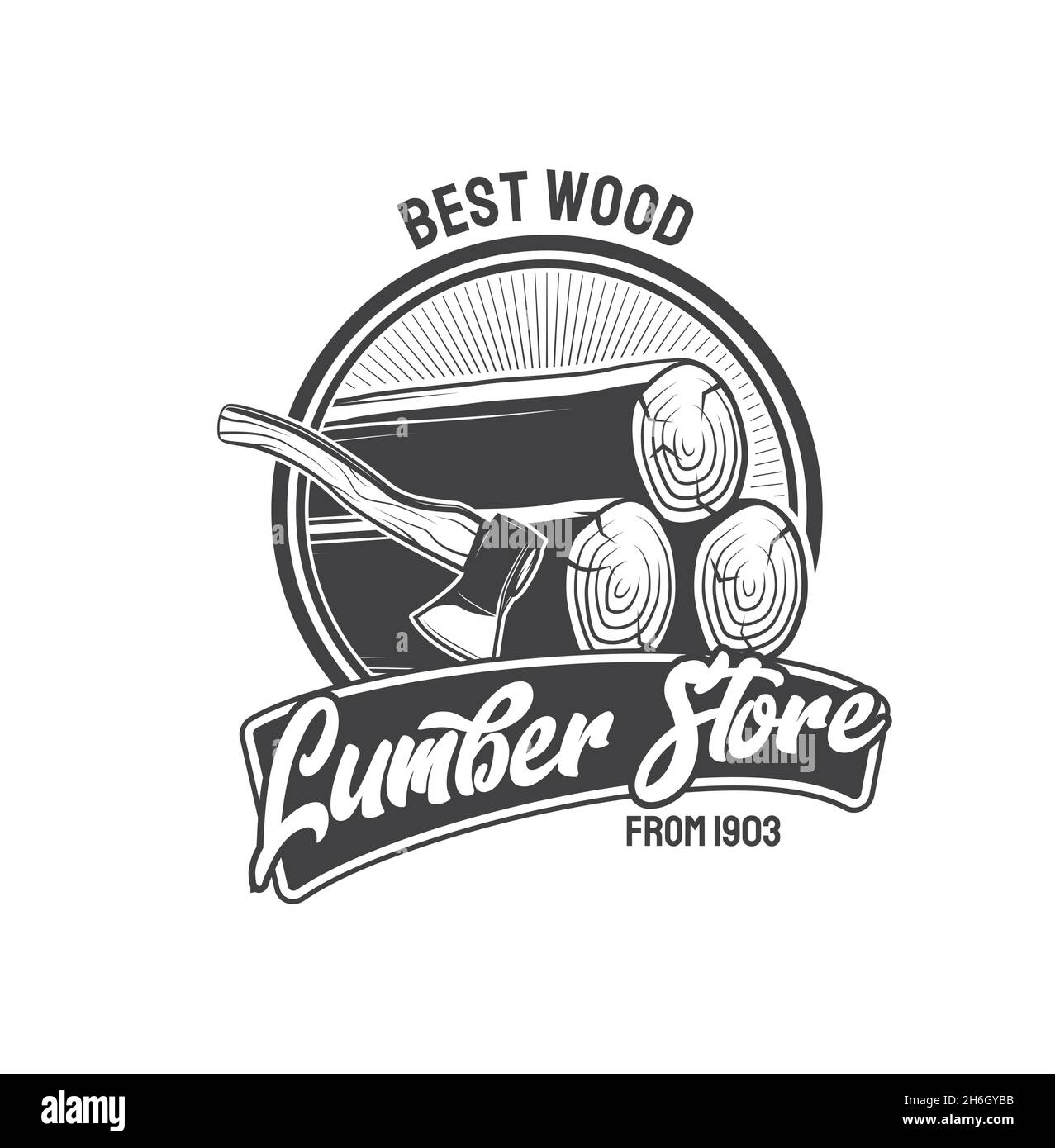 Lumber store vector icon of wood industry, timber production and ...
