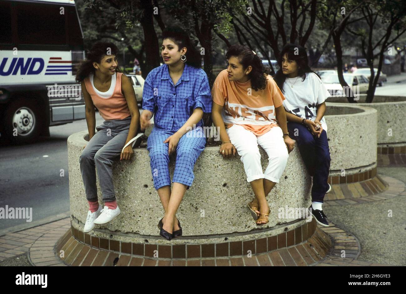 San Antonio Texas USA, circa 1988: Teen girls hang out together at ...