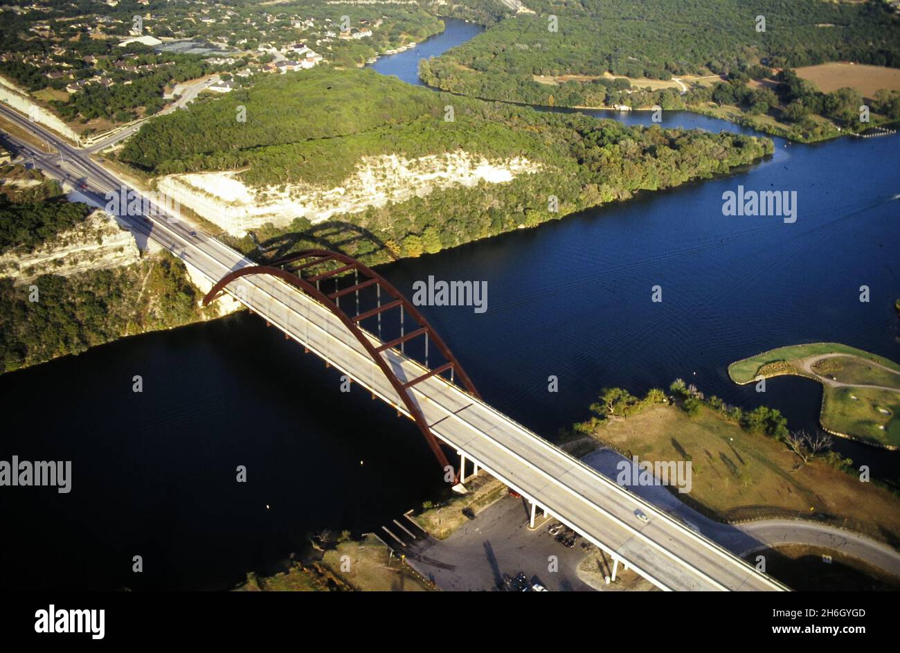 Austin Texas USA, 1988: Pennybacker Bridge (also called Loop 360 Bridge ...
