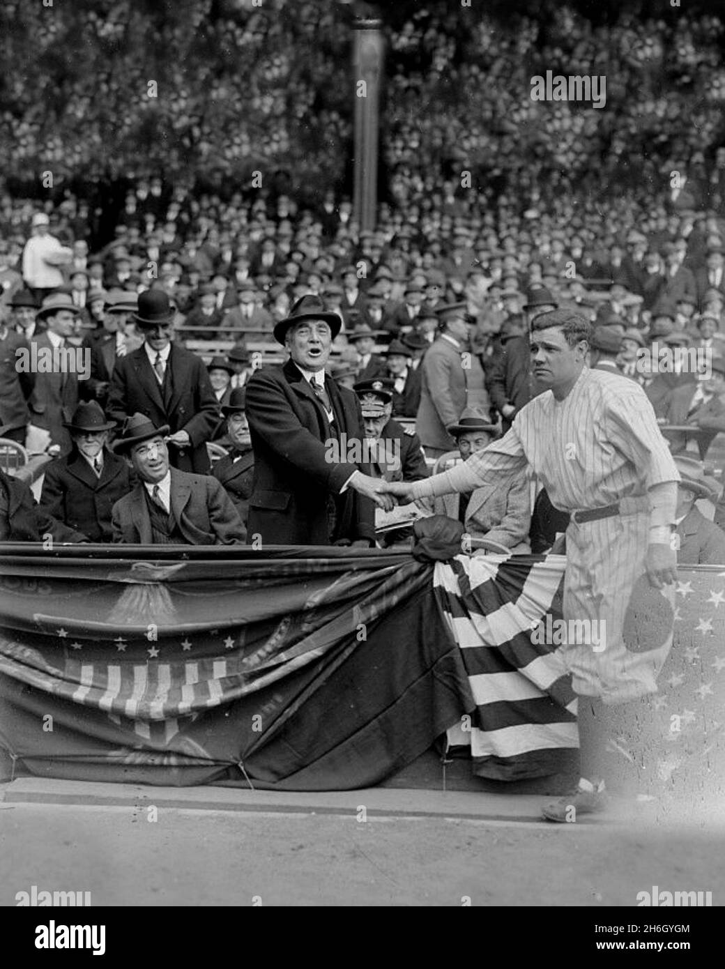 Babe Ruth shaking hands with Warren Harding, President of the United ...