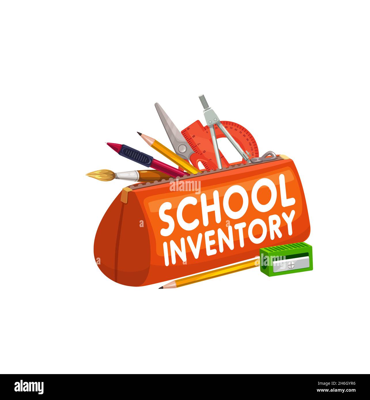 School inventory and stationery in pencil case. Back to school ...
