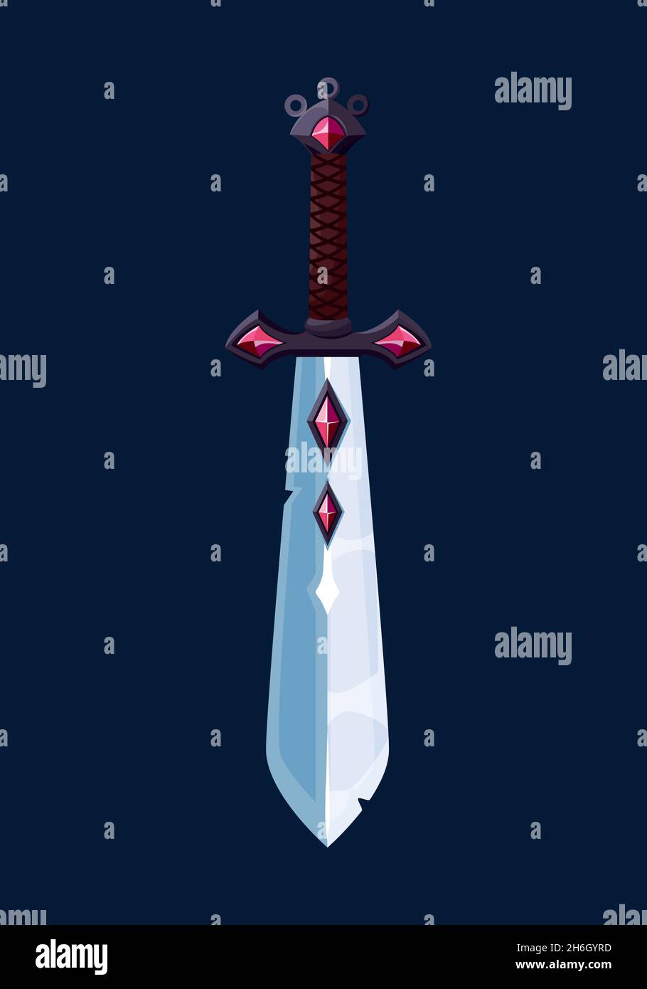 Magical cartoon wizard sword blade, game ui or gui vector object ...