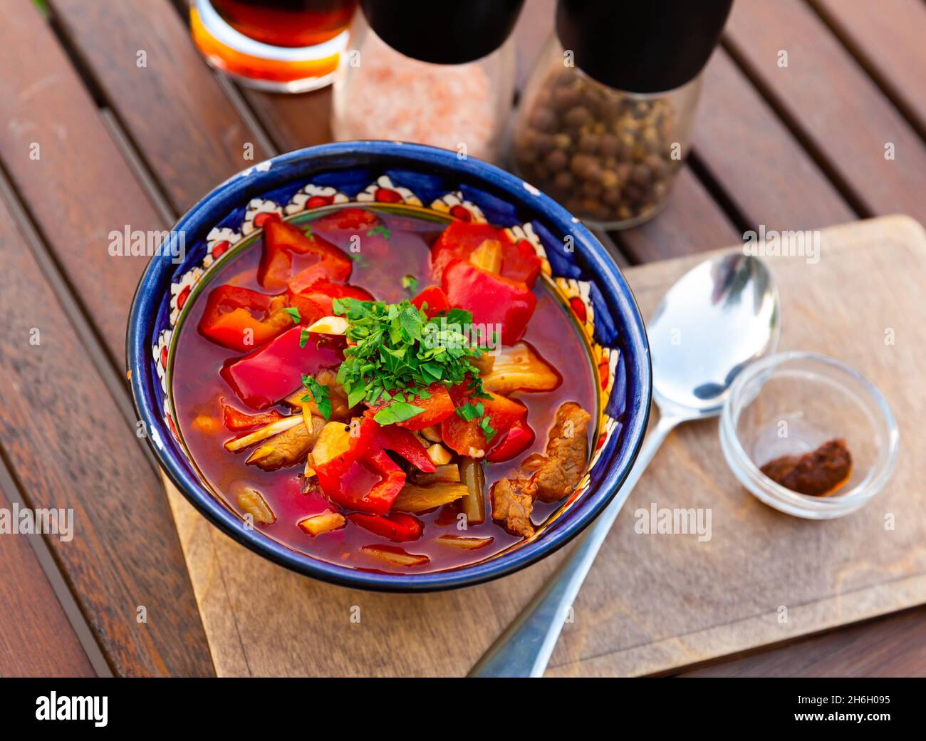 Lagman Uyghur is a popular dish of Central Asian cuisine Stock Photo ...