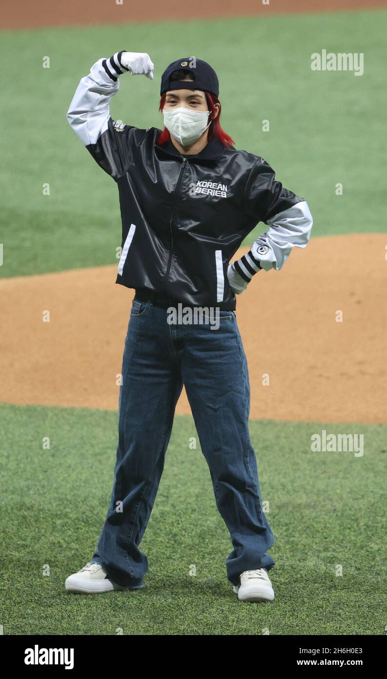 Asian Girl Throws First Pitch