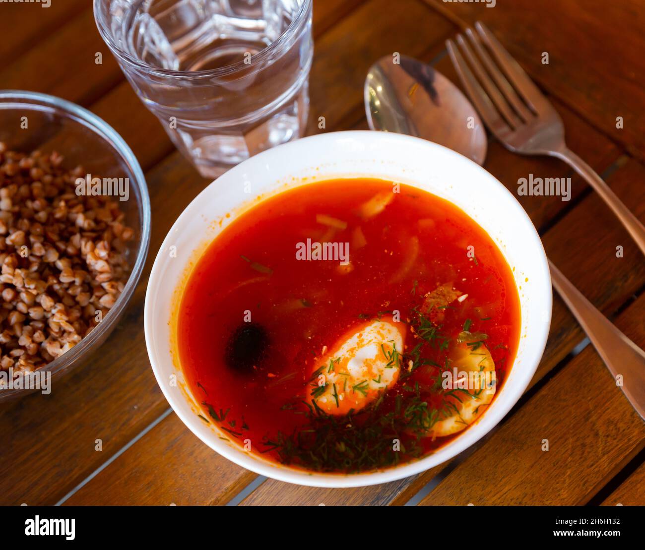 Russian meat soup Solyanka with assorted meat Stock Photo - Alamy