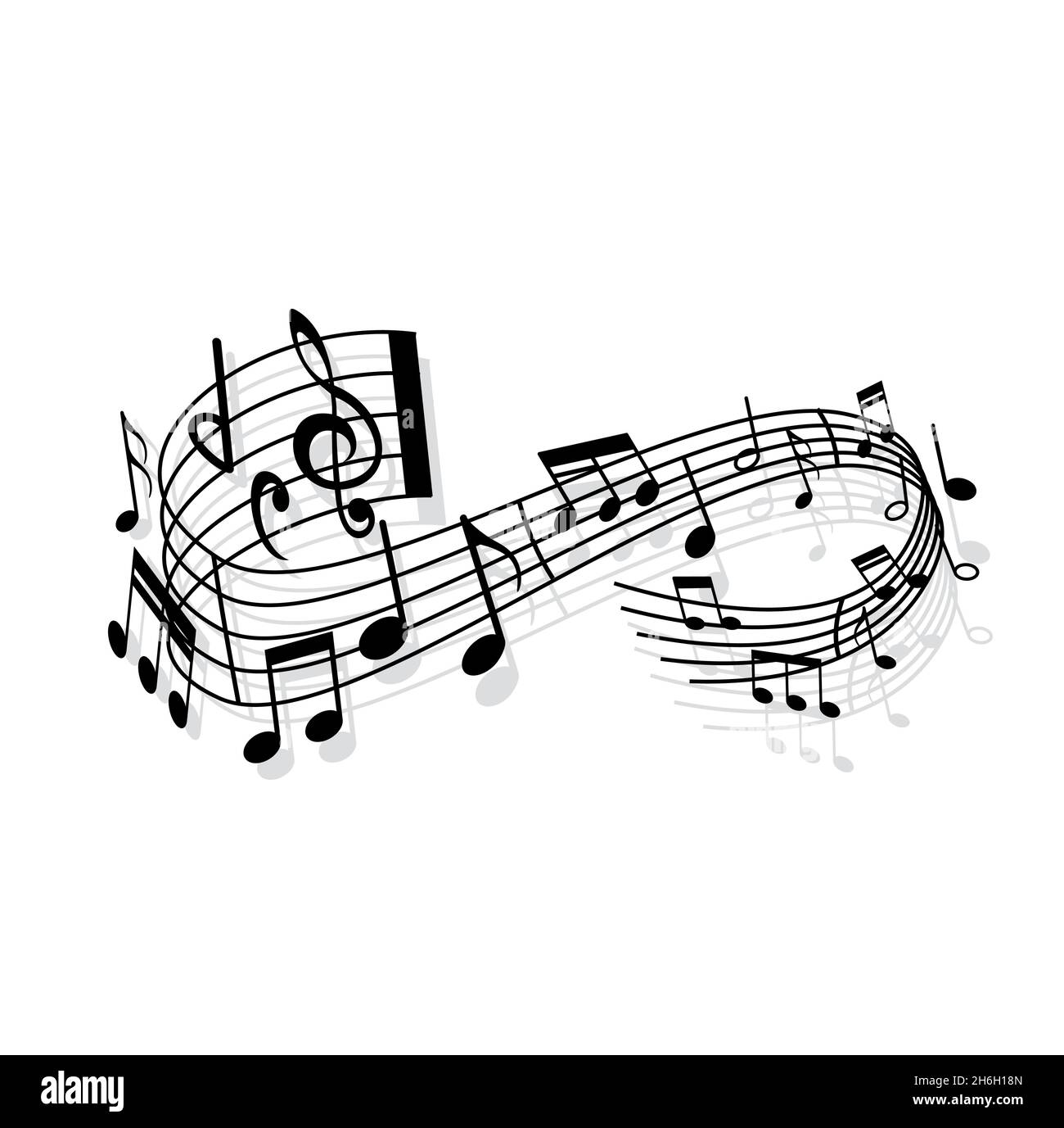 Music waves, sound concert and orchestra stave vector background ...