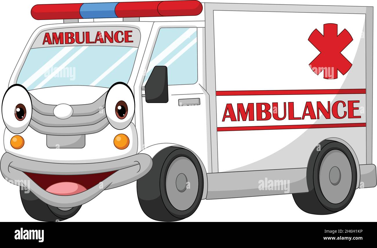 Cartoon happy ambulance car on white background Stock Vector Image ...