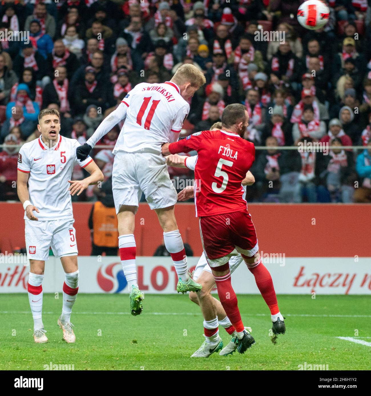 Warsaw, Poland. 16th Nov, 2021. Karol SWIDERSKI of Poland scores a goal ...