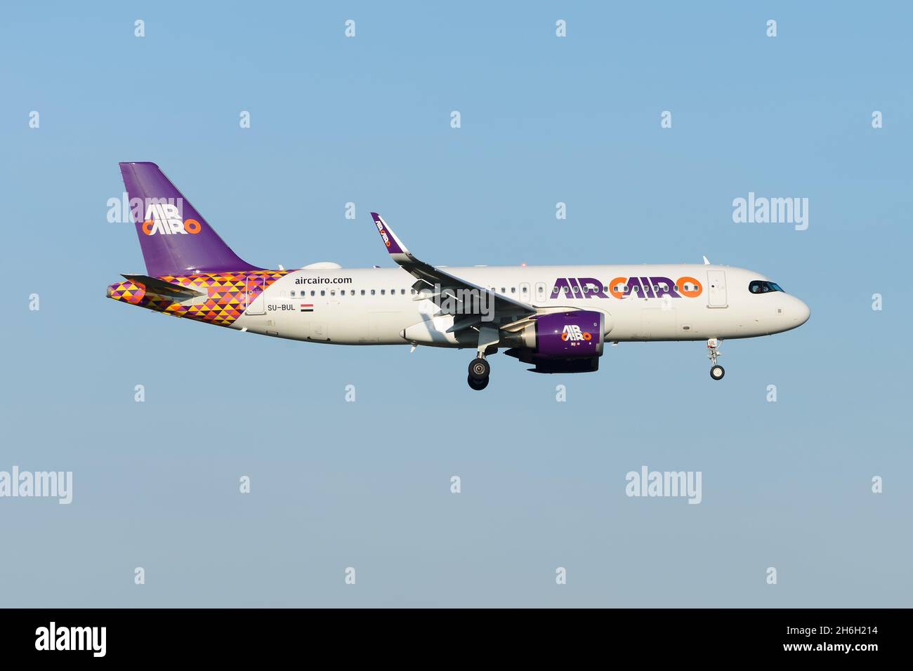 Air Cairo Airbus A320 aircraft inbound from Hurghada, Egypt. A320NEO ...