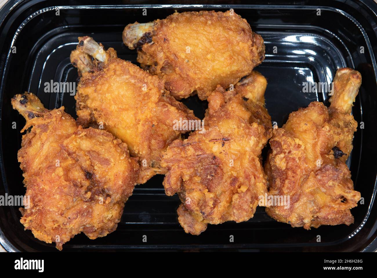 Overhead view of crispy appetizer side order of deep fried chicken ...