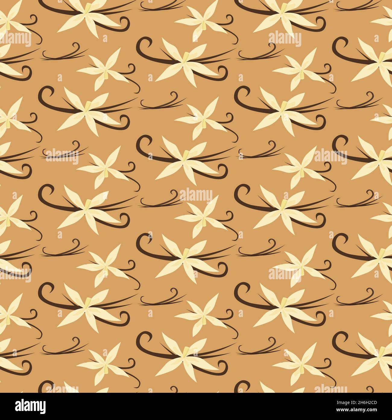 Vanilla flower pattern. Vector illustration on a beige background Stock ...