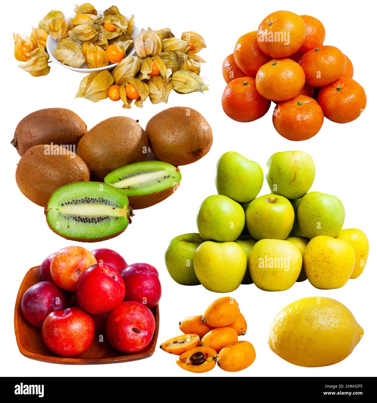 Many different types of fruits over white background Stock Photo - Alamy