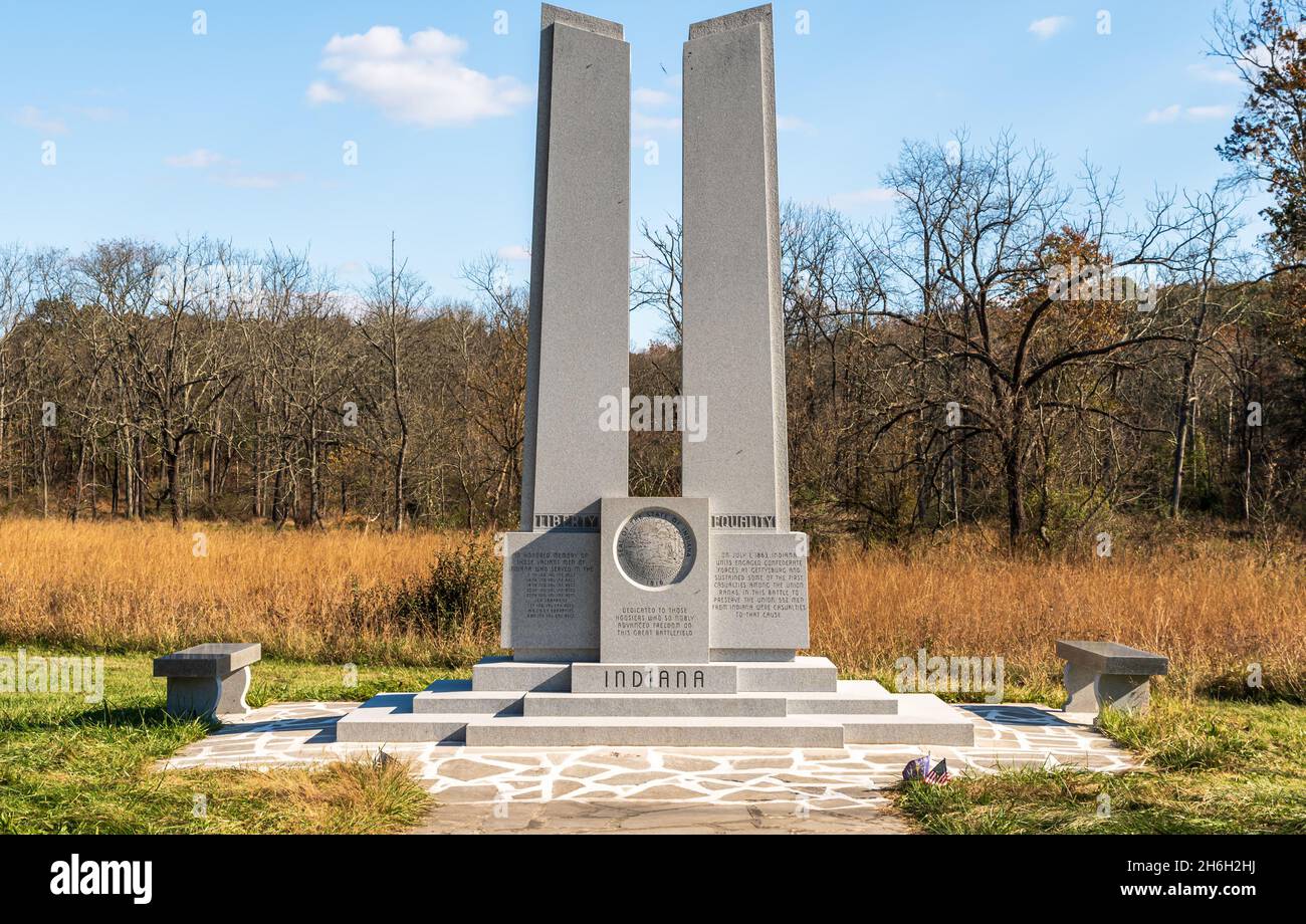 The state of Indiana Monument at the Gettysburg National Military Park ...