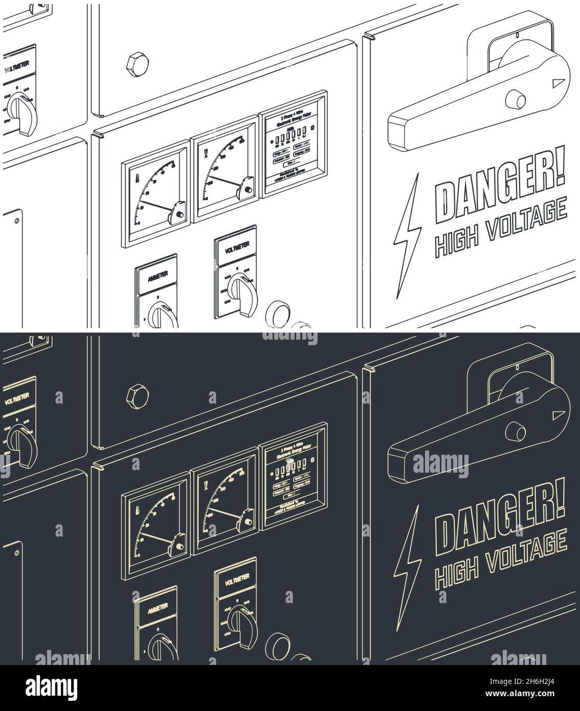 Stylized vector illustration of electrical control panel board Stock ...