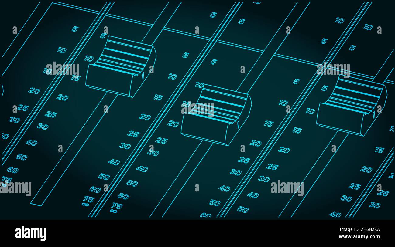 Stylized vector illustration of sliders or faders control board Stock ...