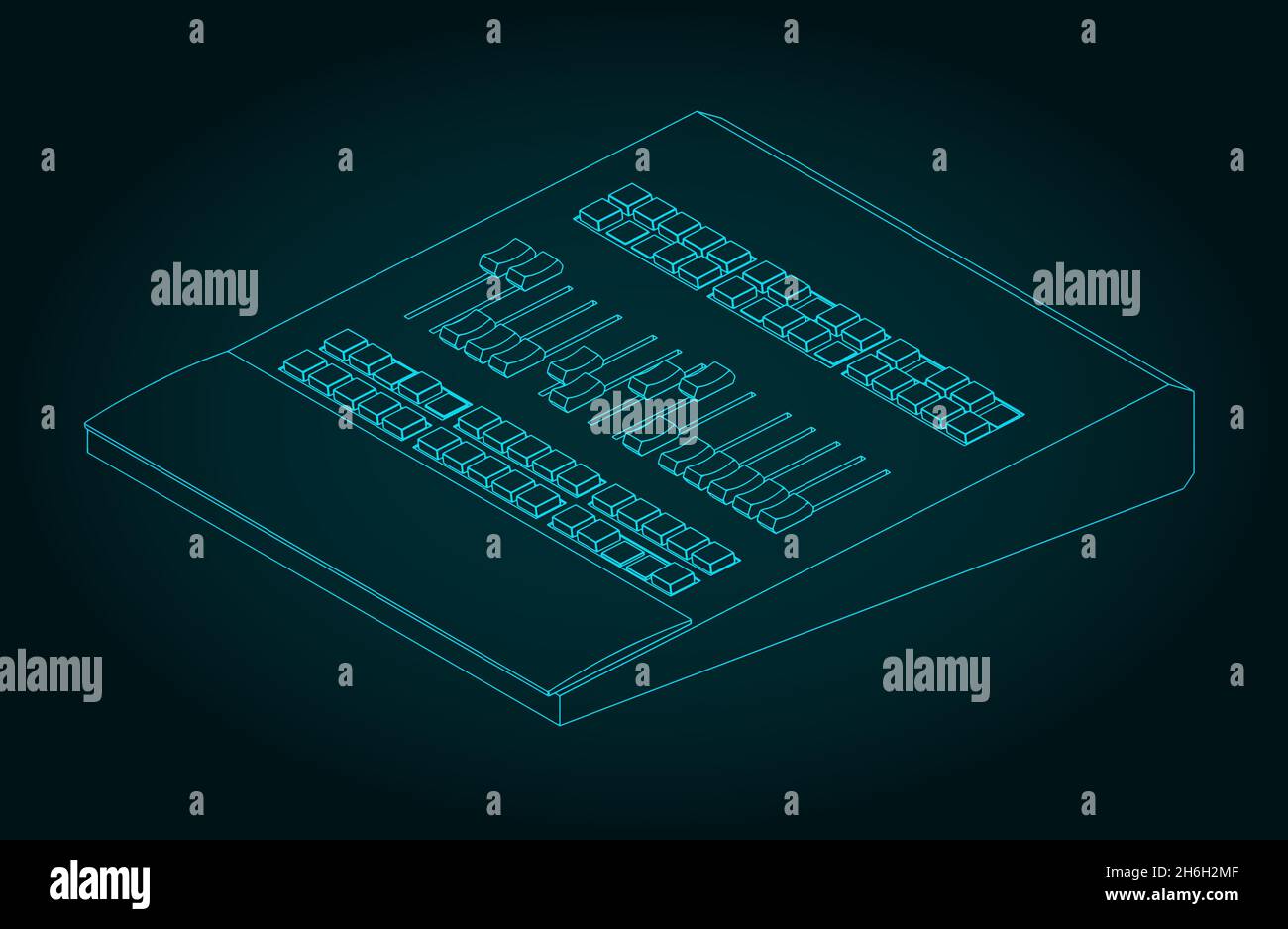 Stylized vector illustration of isometric drawings of mixing control ...