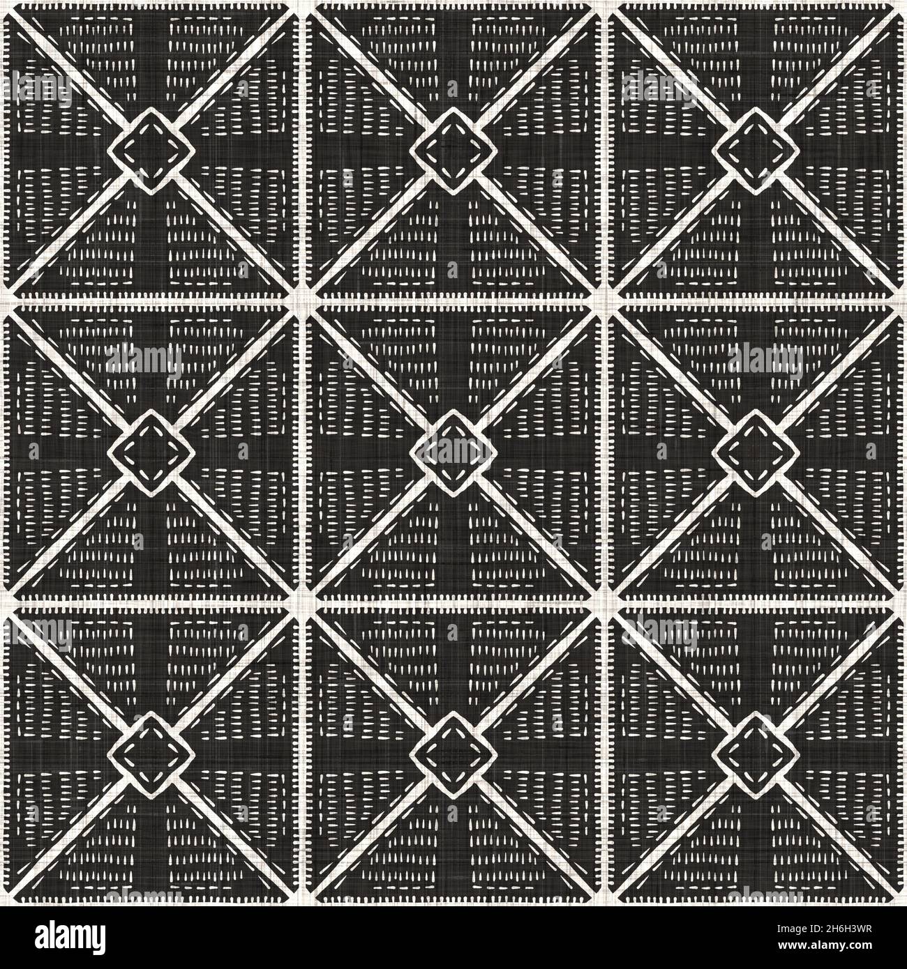 Seamless black white woven cloth geometric linen texture. Two tone ...