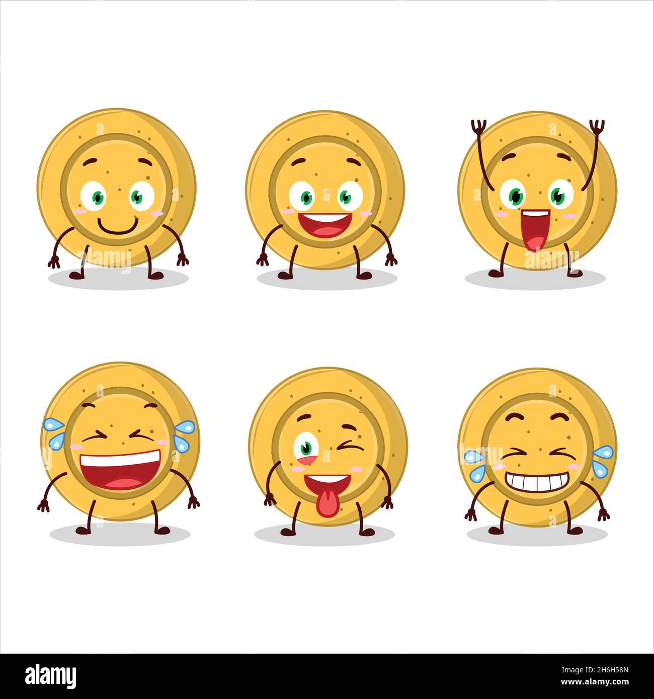 Cartoon character of dalgona candy circle with smile expression. Vector ...