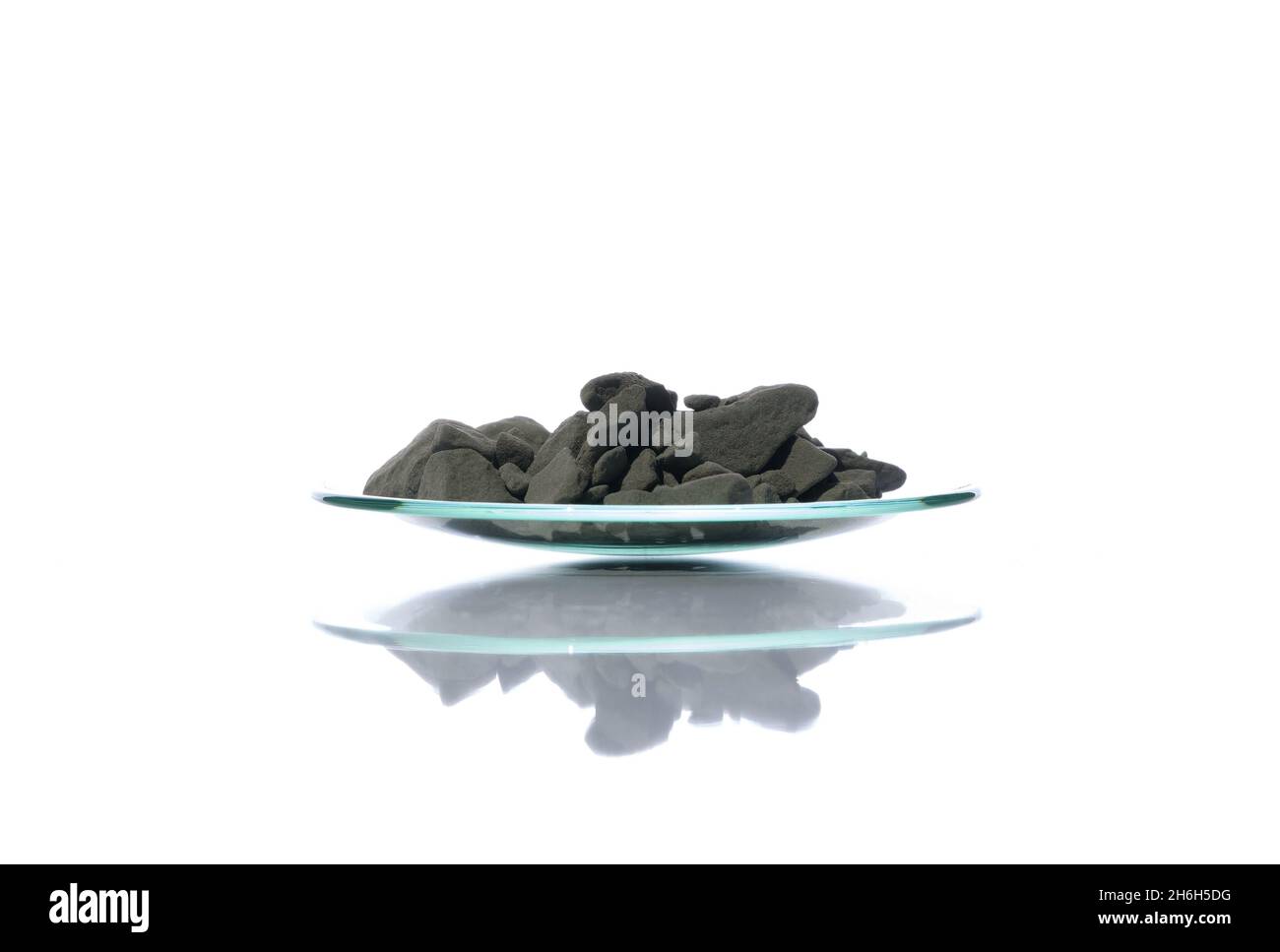 Aluminium powder in Chemical Watch Glass. Closeup chemical ingredient ...