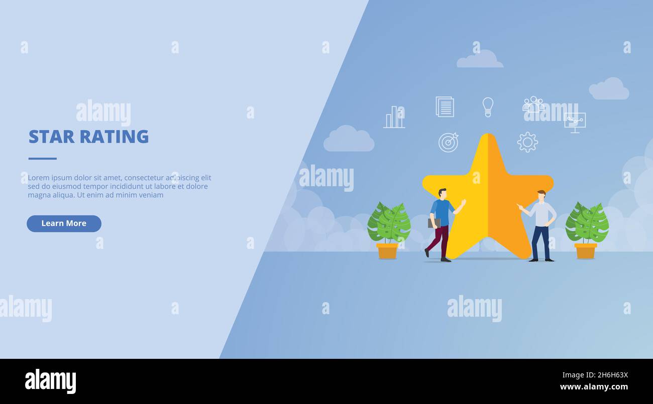 star rating concept for website landing homepage template banner or ...