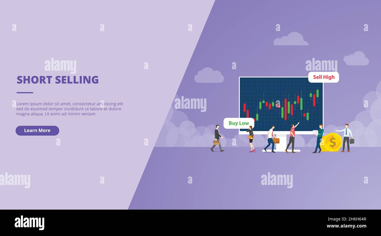 short selling concept for website landing homepage template banner or ...