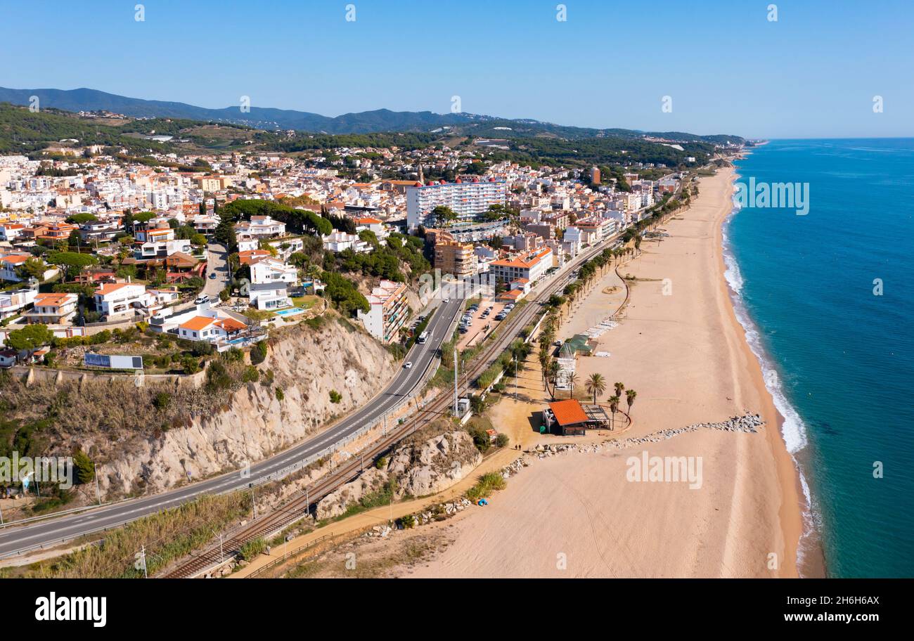 Birds eye view of Canet de Mar, Spain Stock Photo - Alamy