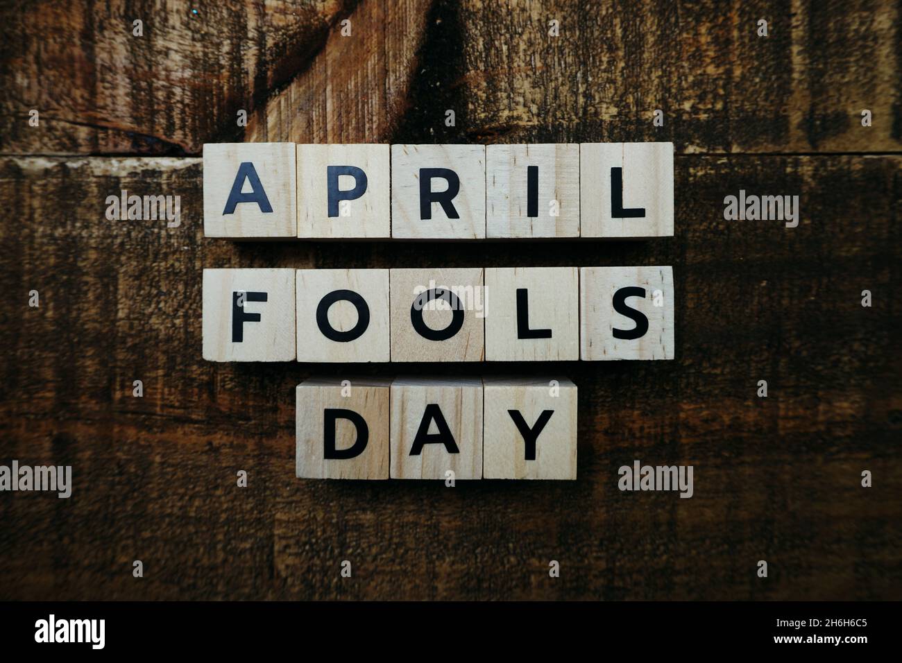 April Fools Day alphabet letter on wooden background Stock Photo - Alamy
