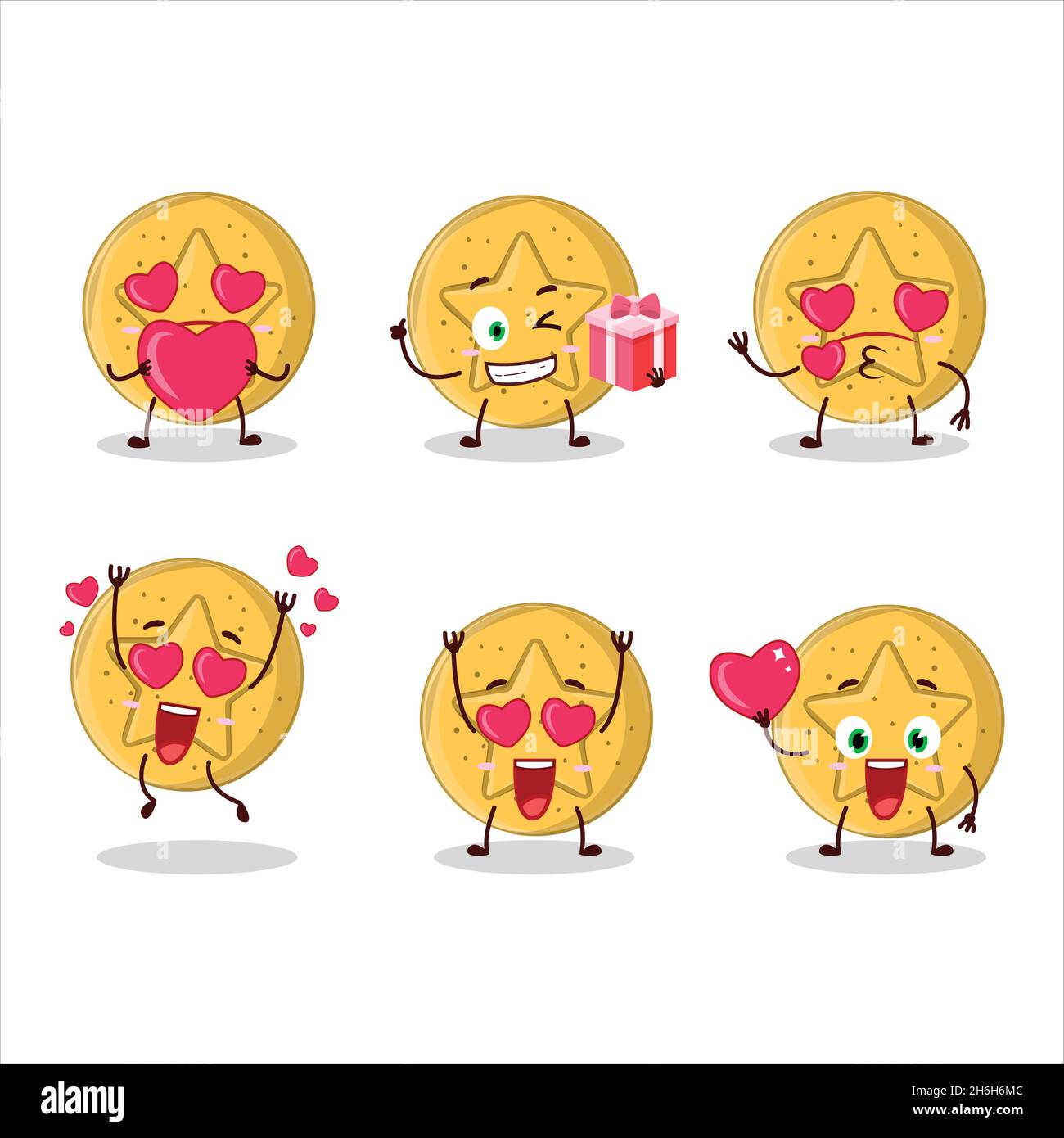 Dalgona candy star cartoon character with love cute emoticon. Vector ...