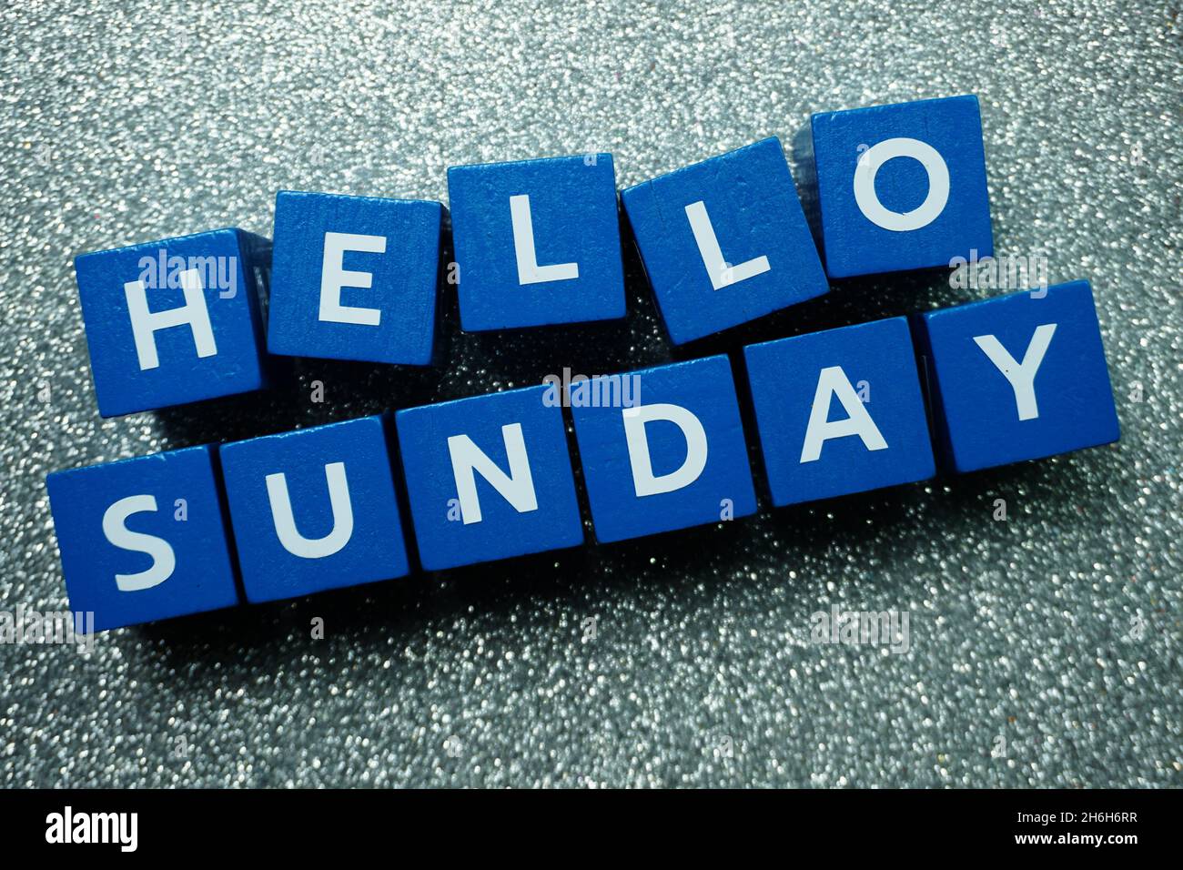 Hello Sunday alphabet letter Stock Photo - Alamy