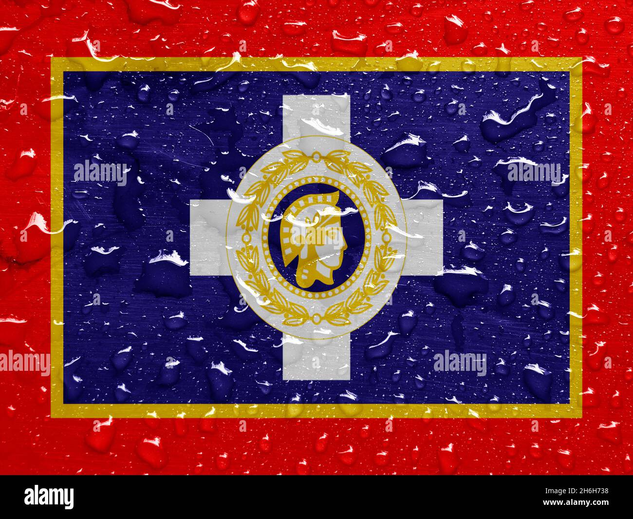 flag of Athens, Greece with rain drops Stock Photo - Alamy