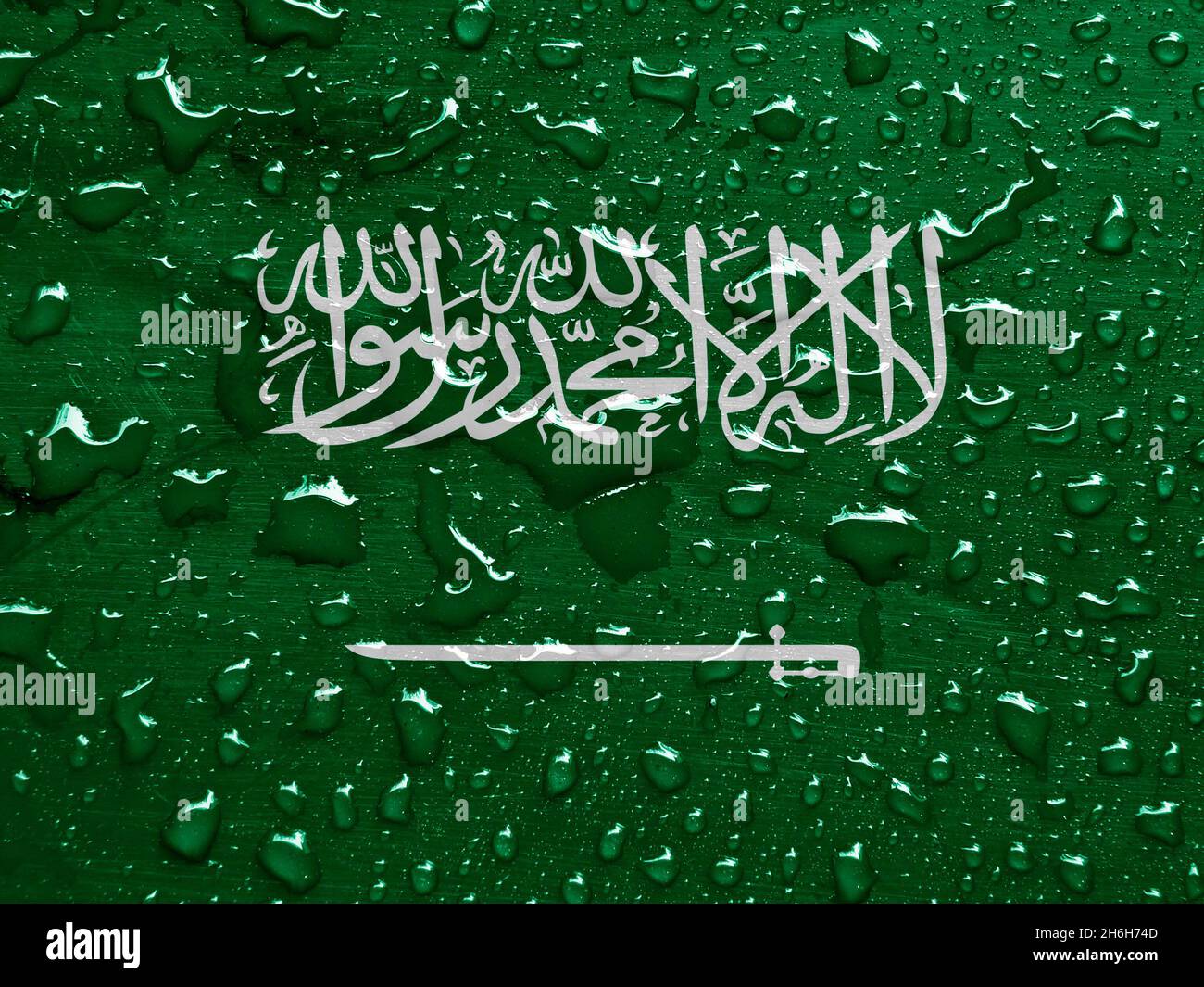 flag of Saudi Arabia with rain drops Stock Photo - Alamy