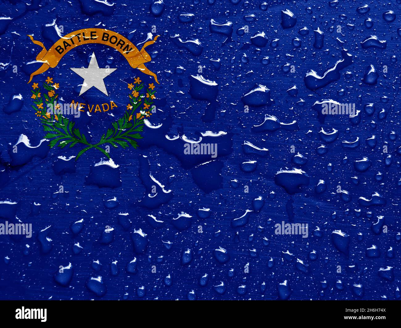 flag of Nevada, USA with rain drops Stock Photo - Alamy