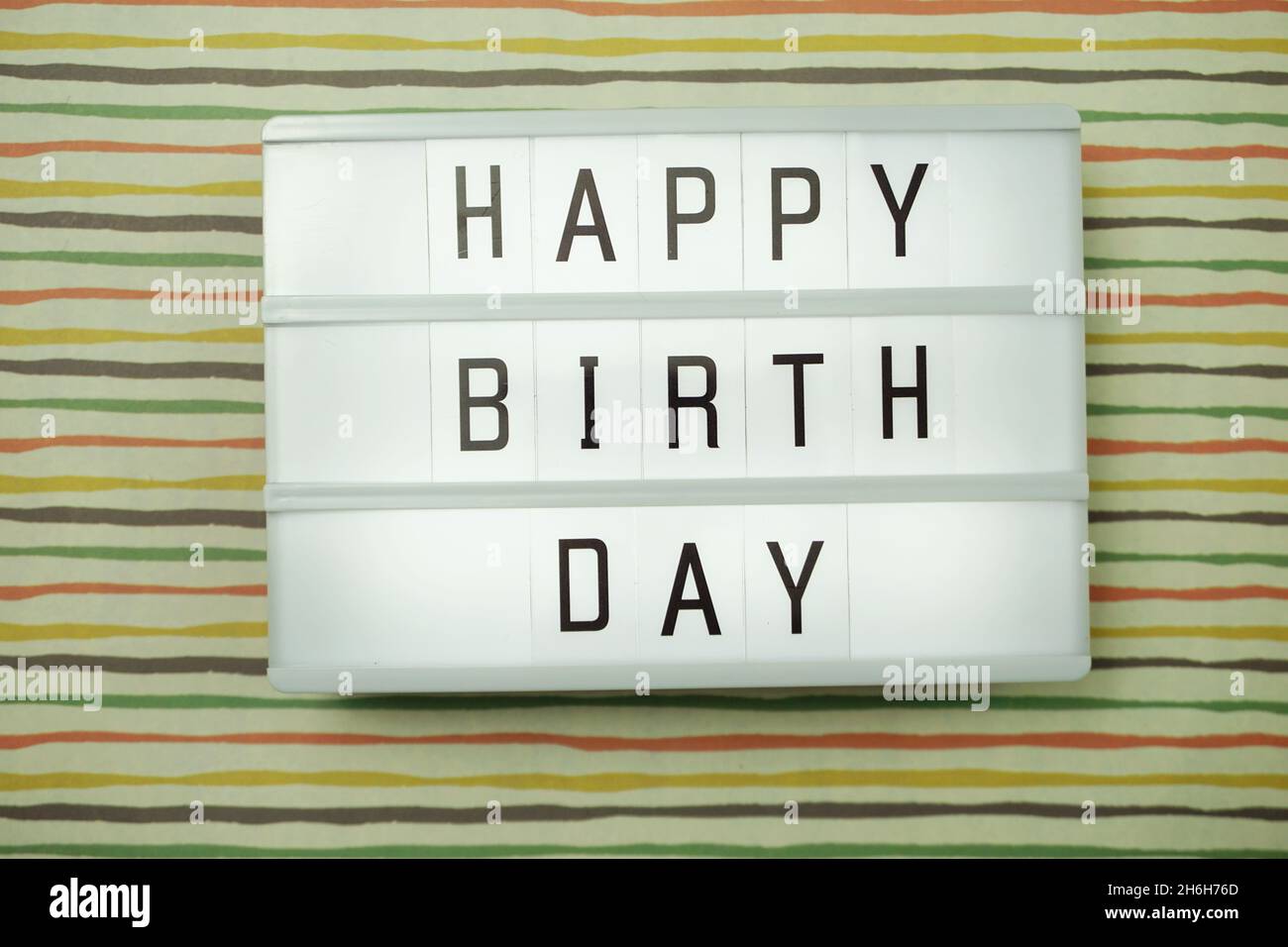 Happy Birthday light box Top view flat lay Stock Photo - Alamy