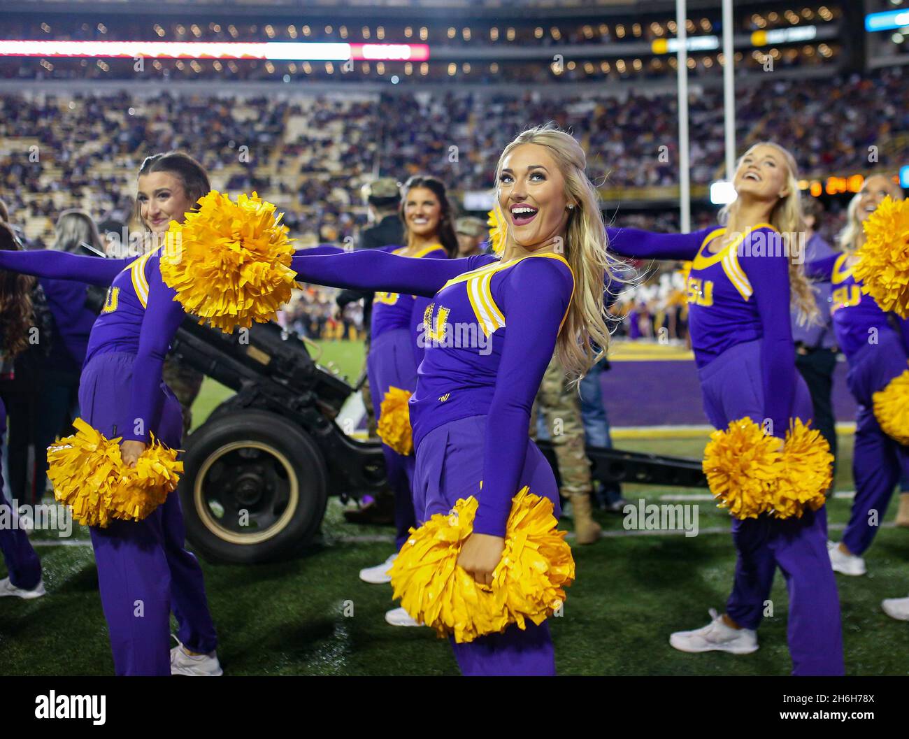 Baton Rouge, LA, USA. 13th Nov, 2021. A LSU Tiger Girl performs for the ...