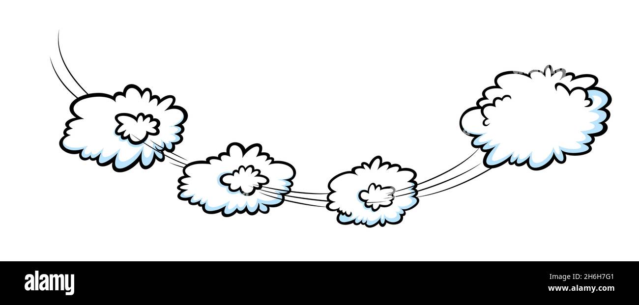 Comic speed effect with clouds. Comic clouds with motion trail lines ...