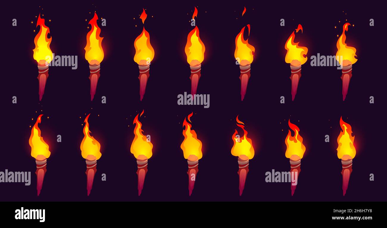 Cartoon fire flame sheet sprite animation Vector Image