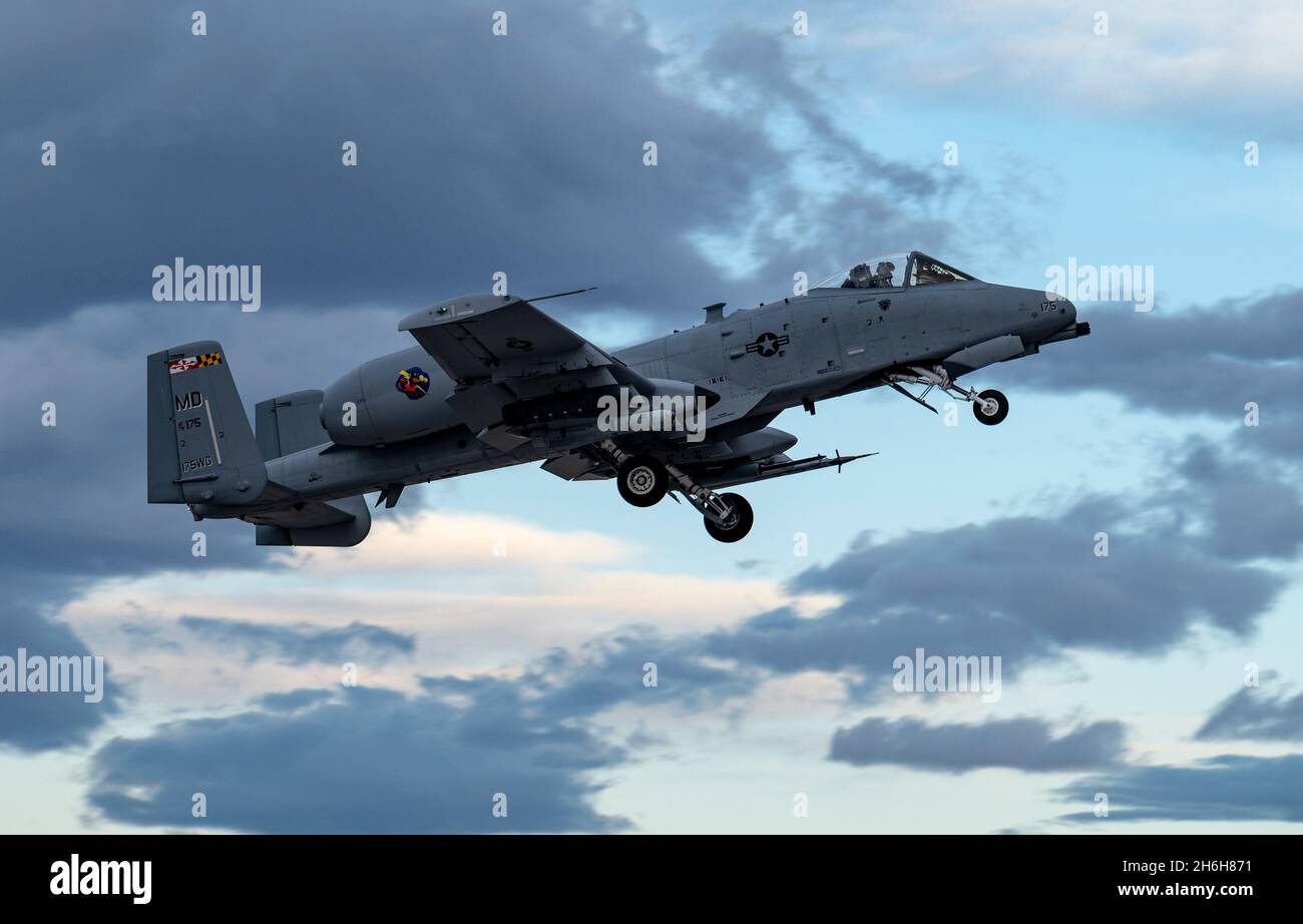An A-10 Thunderbolt II, assigned to the 175th Wing, Warfield Air ...