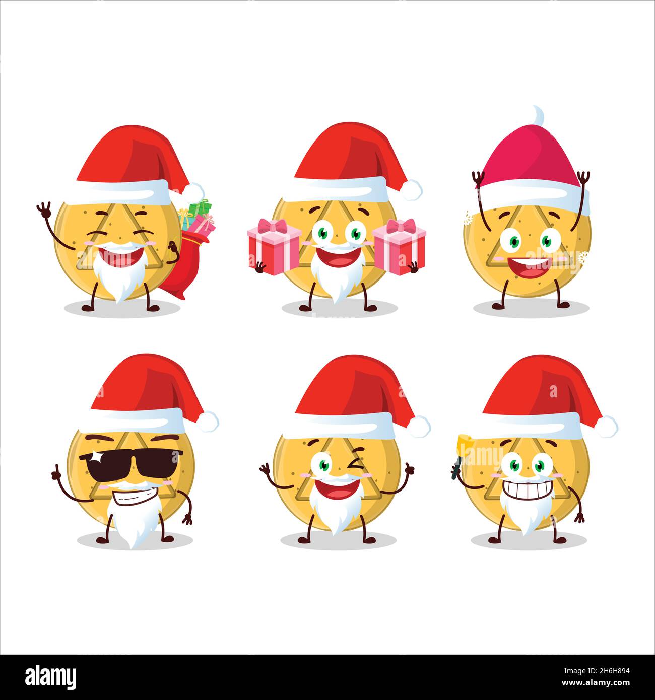 Santa Claus emoticons with dalgona candy triangle cartoon character ...