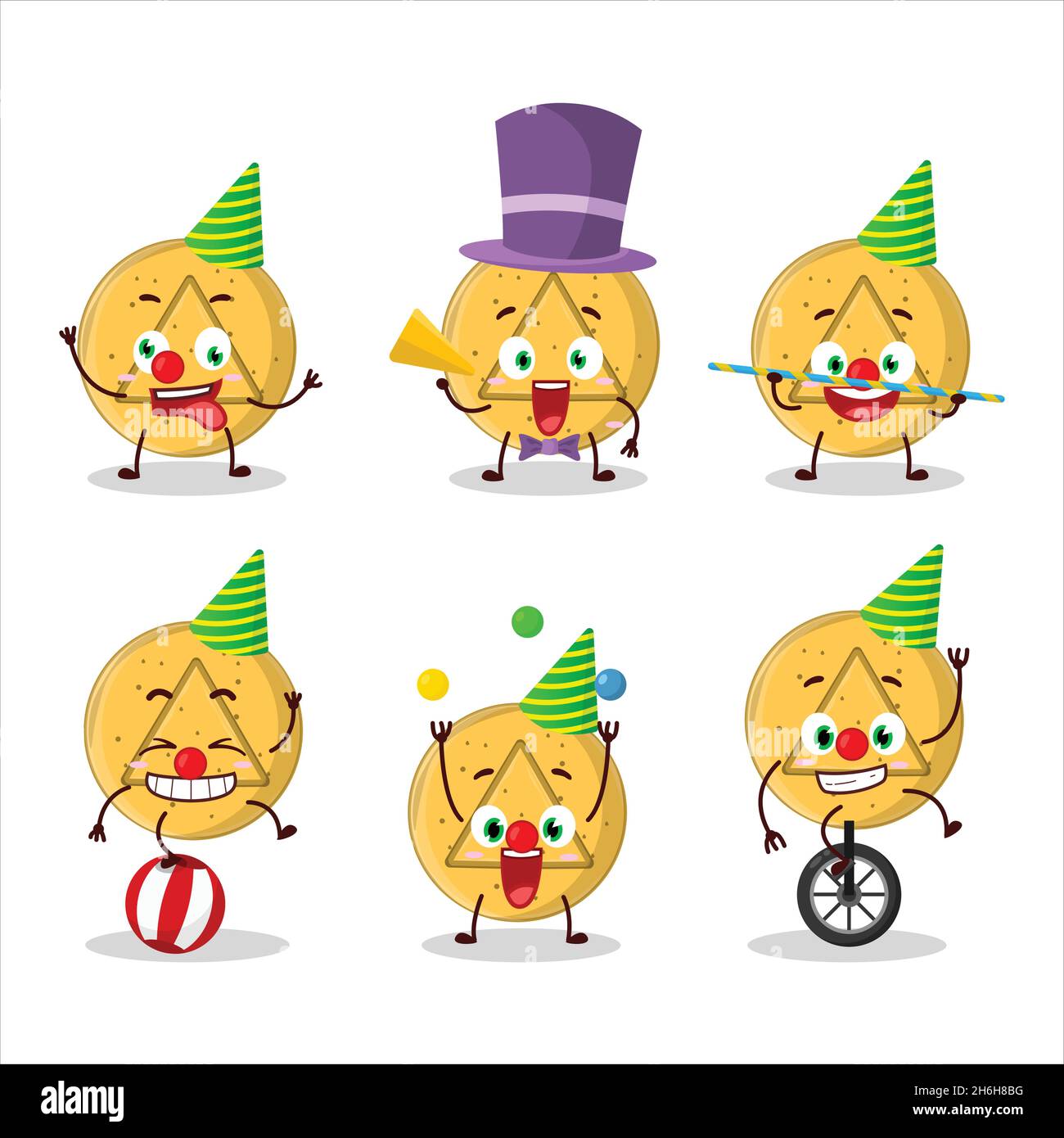 Cartoon character of dalgona candy triangle with various circus shows ...